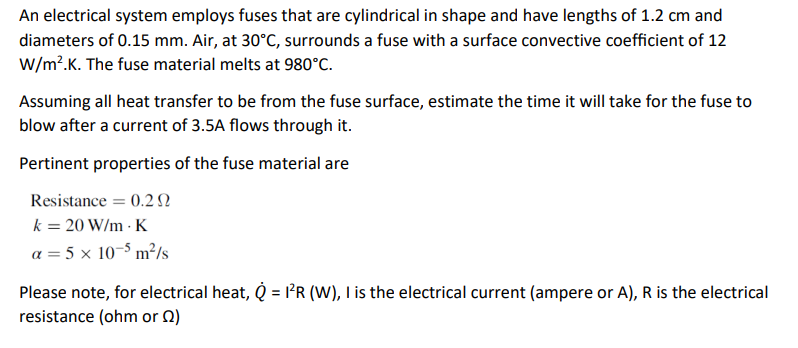 Solved An electrical system employs fuses that are | Chegg.com