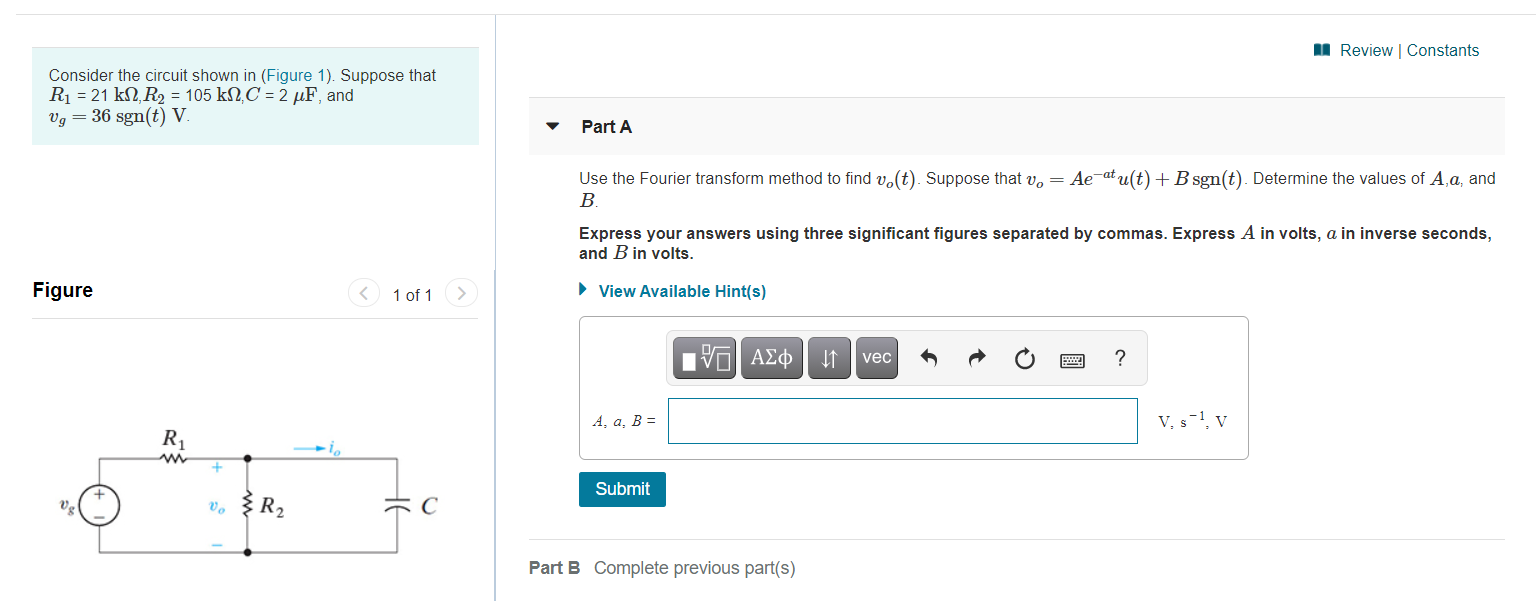 Solved Review Constants Consider the circuit shown in | Chegg.com