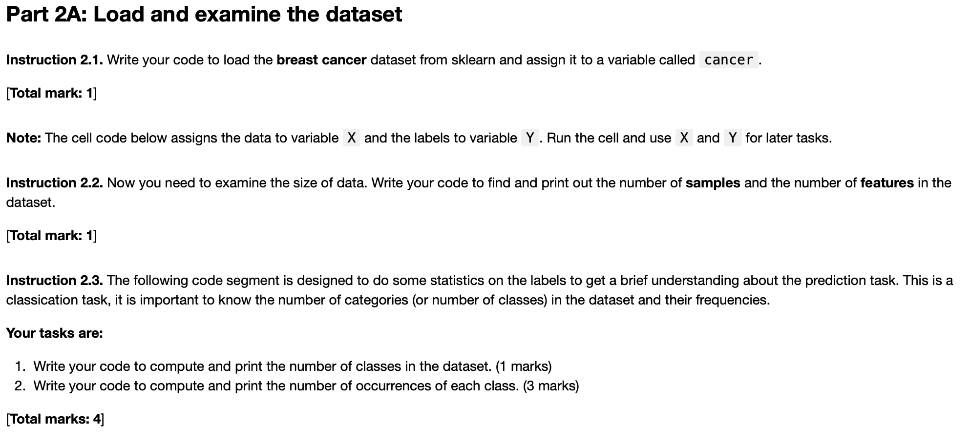 Solved Part 2A: Load and examine the dataset Instruction | Chegg.com