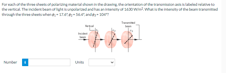 Solved For each of the three sheets of polarizing material | Chegg.com