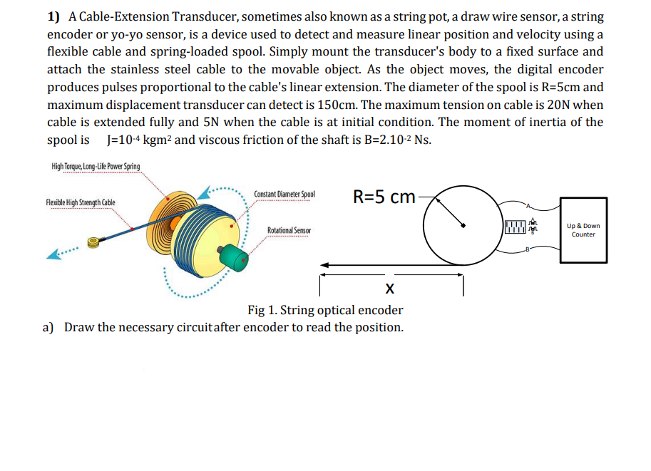 Solved 1) A Cable-Extension Transducer, sometimes also known | Chegg.com