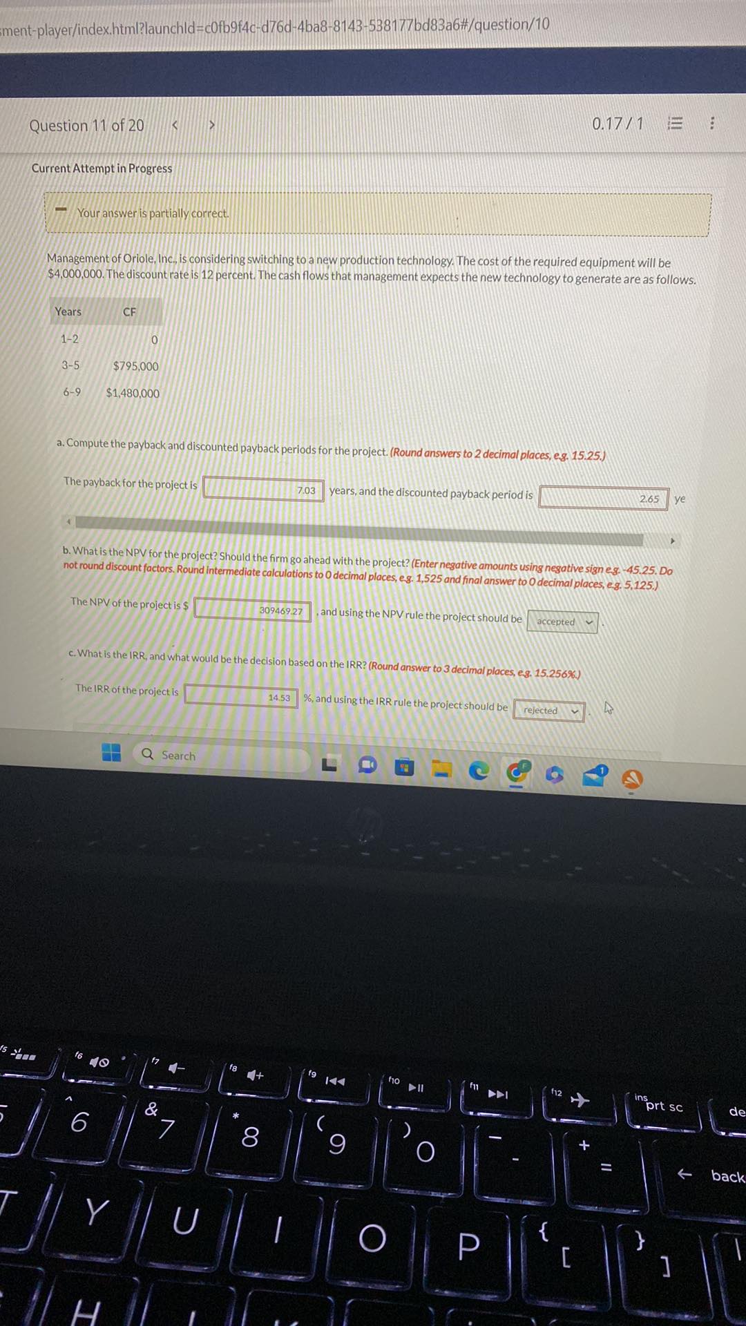 Solved Your answer is partially correct. Management of | Chegg.com