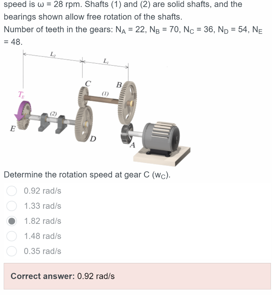Solved Determine the rotation speed at gear E | Chegg.com
