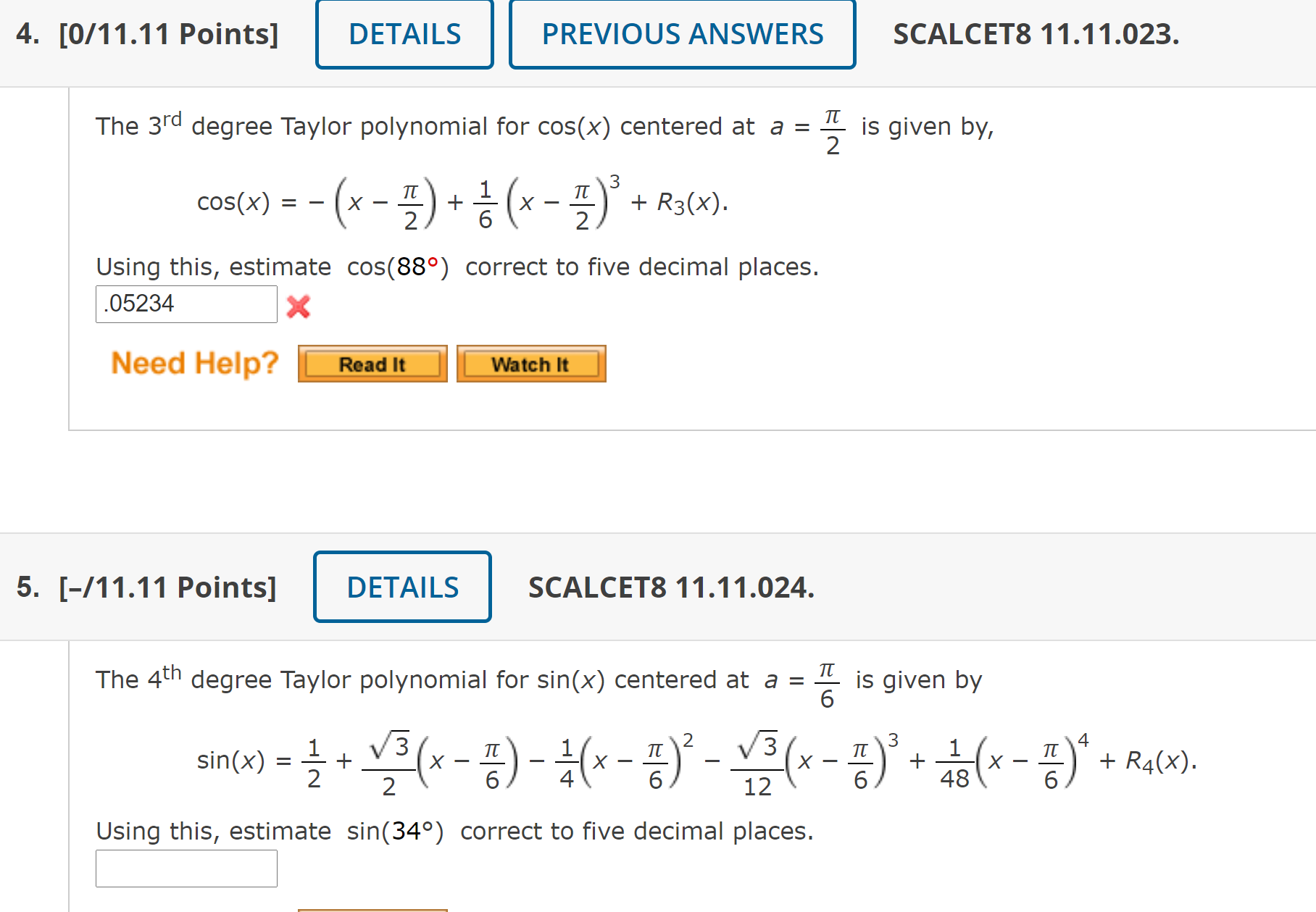 Solved 4. [0/11.11 Points] DETAILS PREVIOUS ANSWERS SCALCET8 | Chegg.com