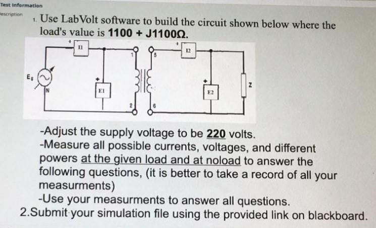 Test Information escription 1. Use Lab Volt software | Chegg.com