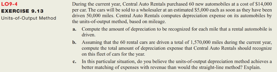 Solved LO9-4 EXERCISE 9.13 Units-of-Output Method During the | Chegg.com