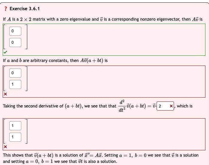 Solved ? ﻿Exercise 3.6.1If A ﻿is a 2×2 ﻿matrix with a zero | Chegg.com