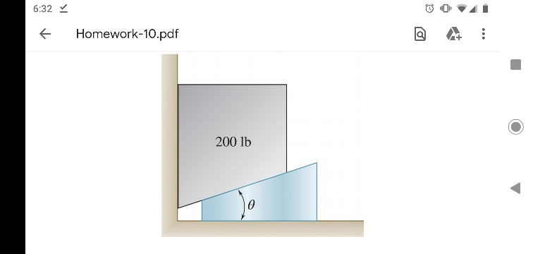 Solved A 200 lb block rests as shown on a negligible weight. | Chegg.com