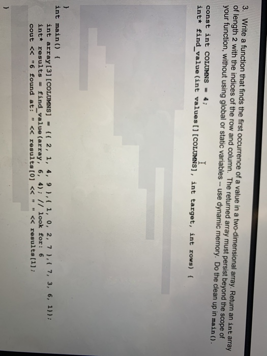 Solved 3. Write a function that finds the first occurrence | Chegg.com