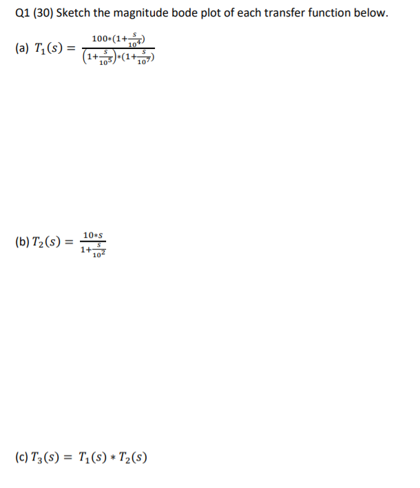 Solved Q1 (30) Sketch the magnitude bode plot of each | Chegg.com