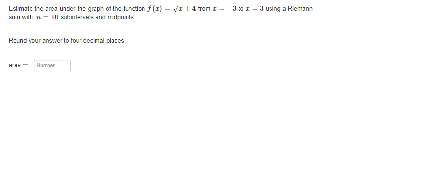 Solved Estimate the area under the graph of the function | Chegg.com