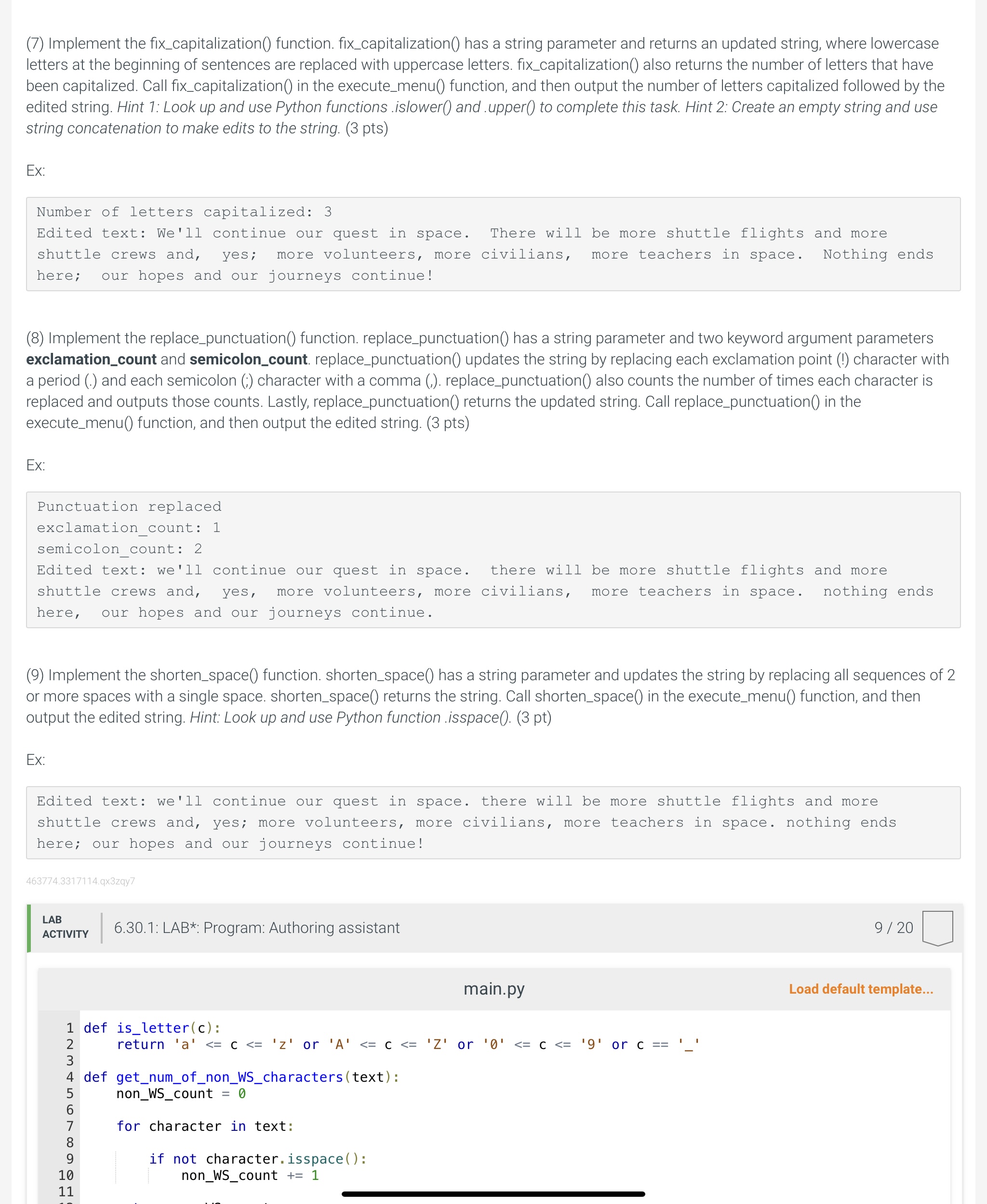 Solved 6.30 LAB*: Program: Authoring assistant (1) Prompt | Chegg.com