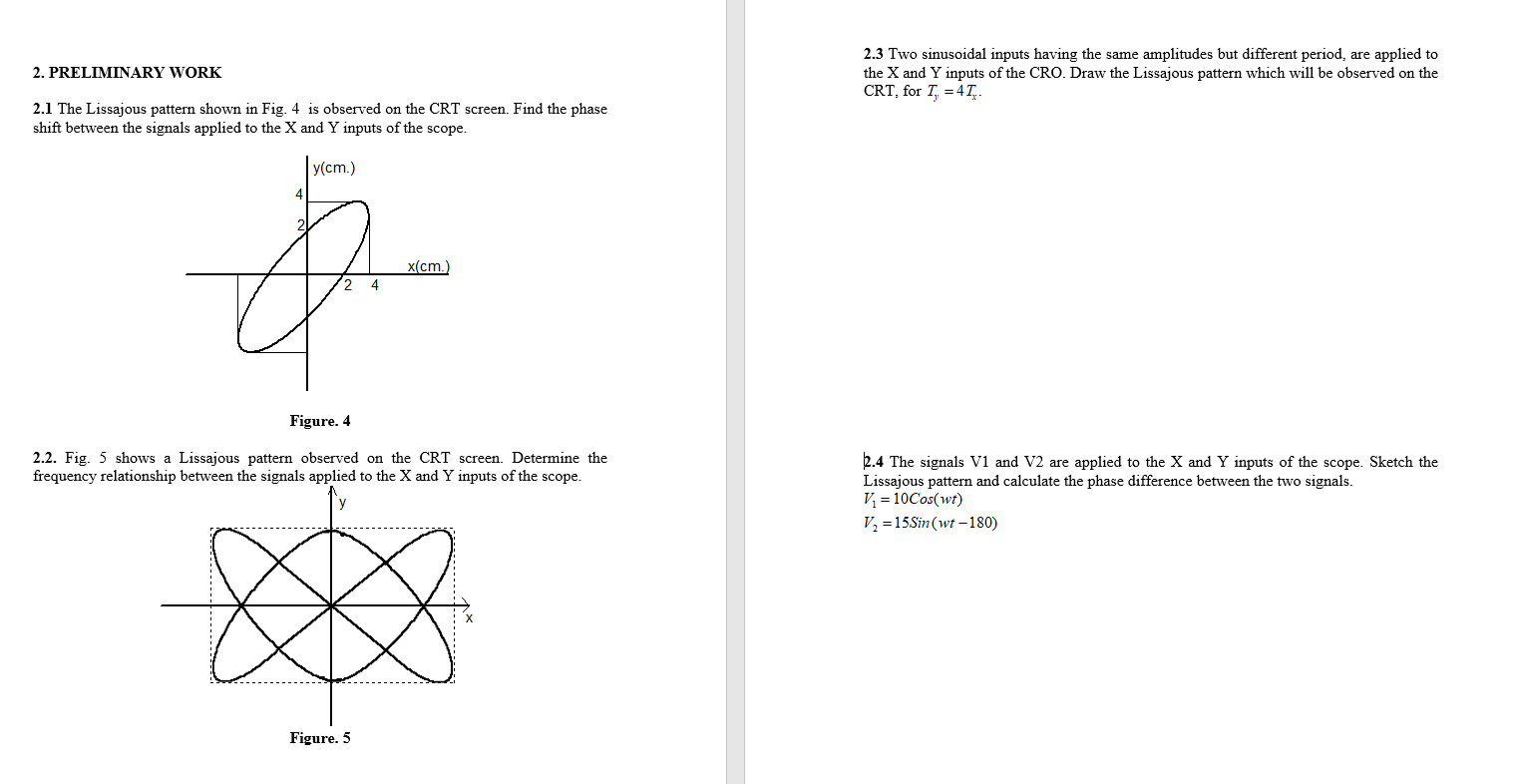 Solved ANALYSIS OF LISSAJOUS PATTERNS Object : To make use | Chegg.com