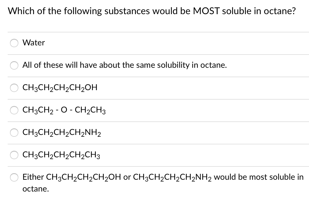 Solved Which of the following substances would be MOST | Chegg.com
