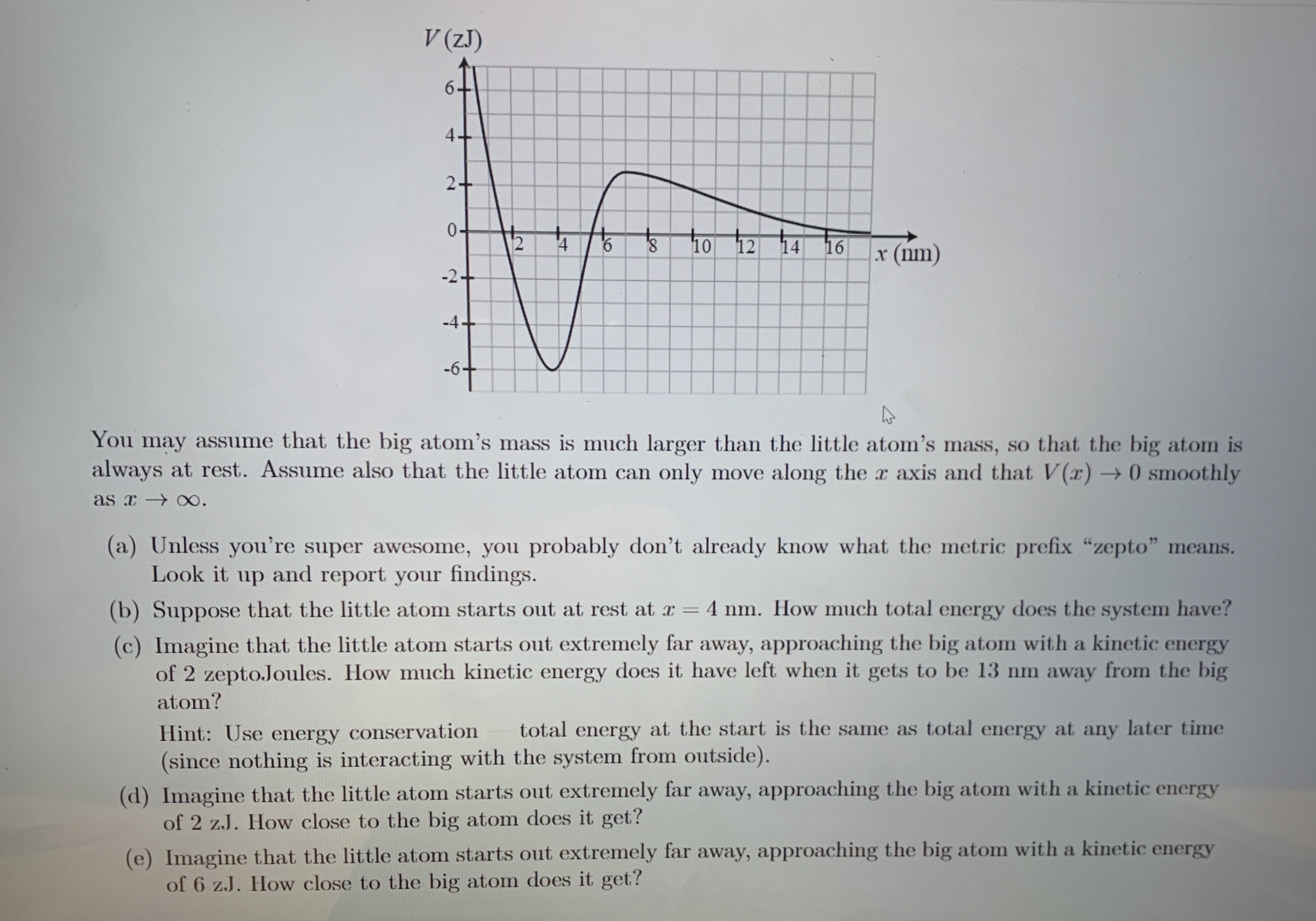 Solved You may assume that the big atom's mass is much | Chegg.com