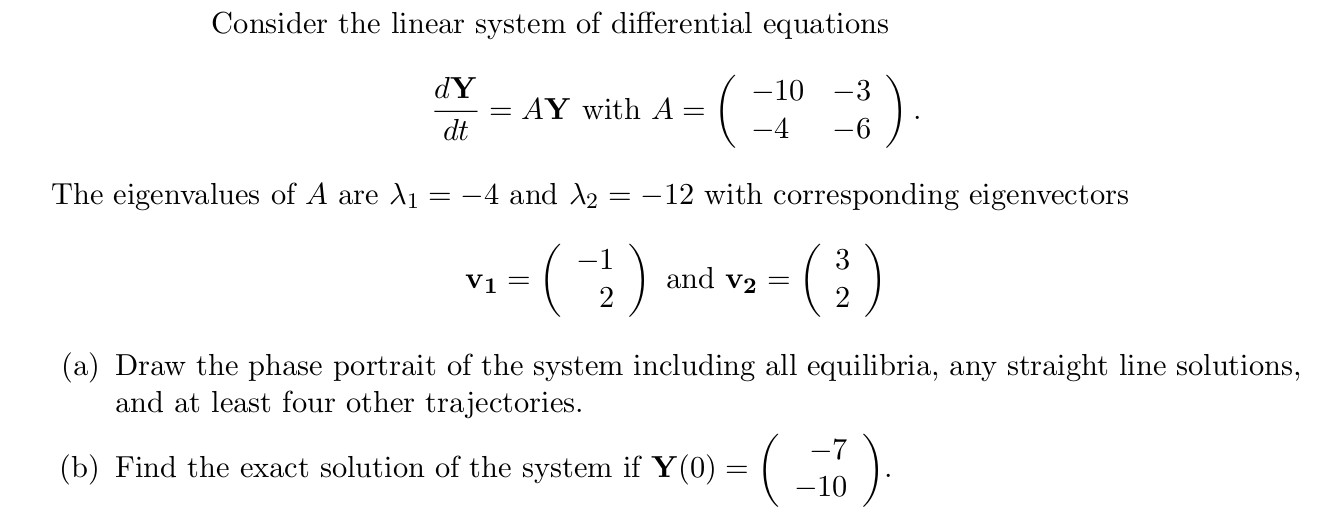 Solved Consider the linear system of differential equations | Chegg.com