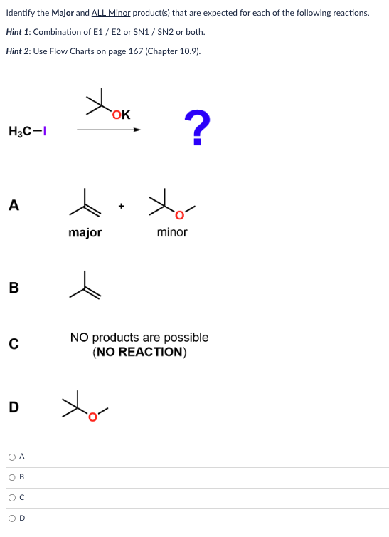 Solved Identify the Major and ALL Minor product(s) that are | Chegg.com