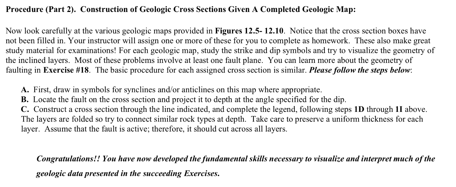 Solved Procedure (Part 2). Construction of Geologic Cross | Chegg.com