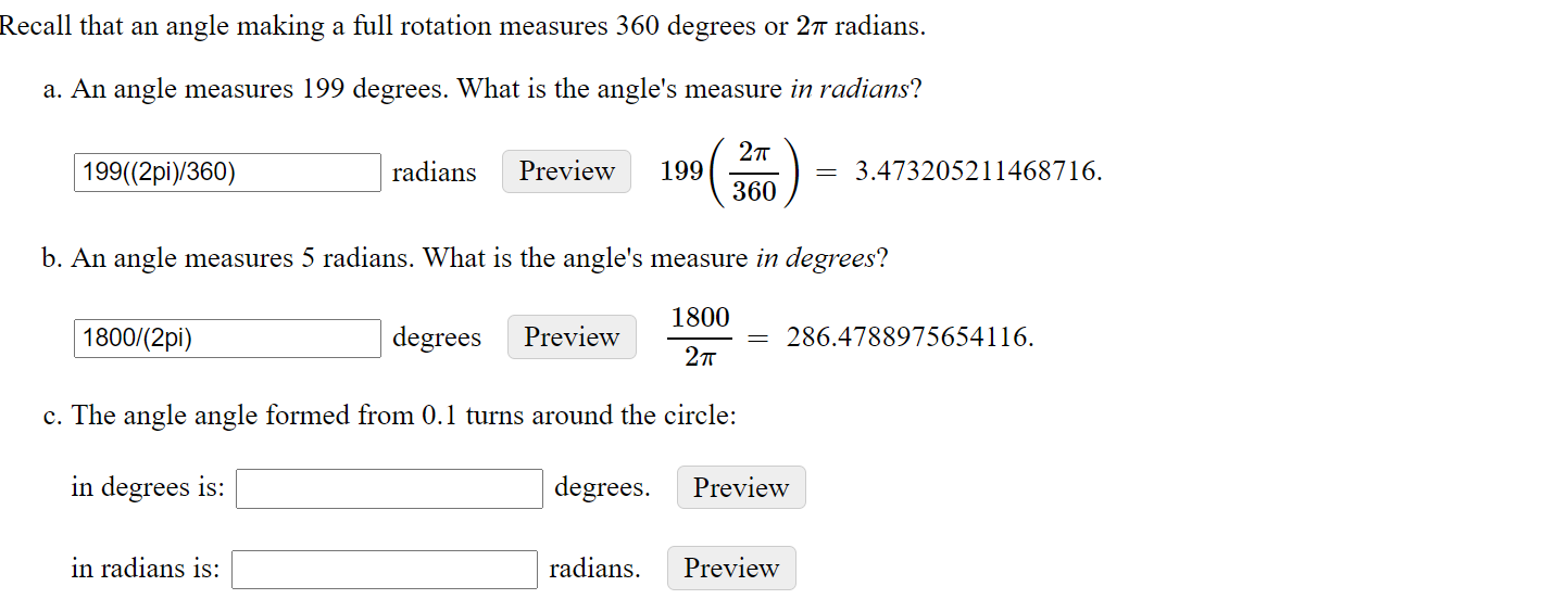 Solved Recall That An Angle Making A Full Rotation Measures