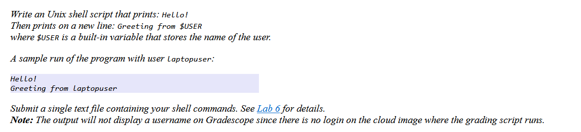 Solved Write an Unix shell script that prints: Hello! Then | Chegg.com