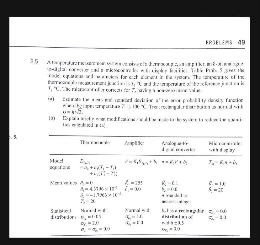PROBLEMS 49 3.5 A temperature measurement system | Chegg.com