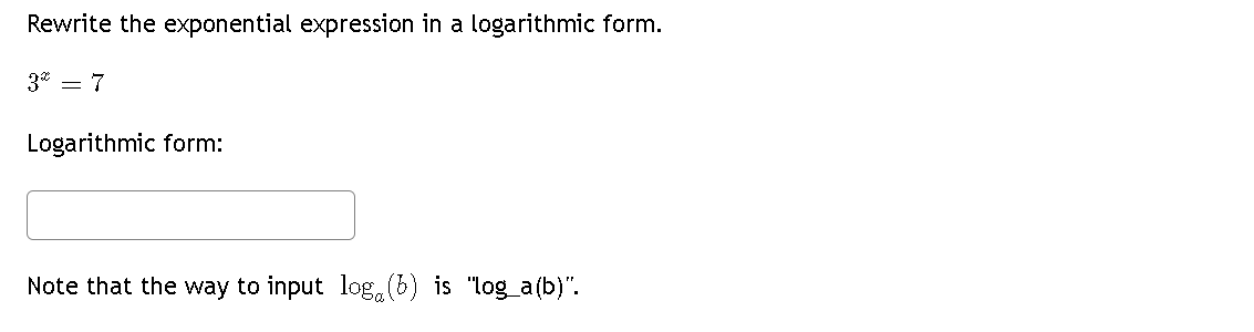 Solved Rewrite the exponential expression in a logarithmic | Chegg.com