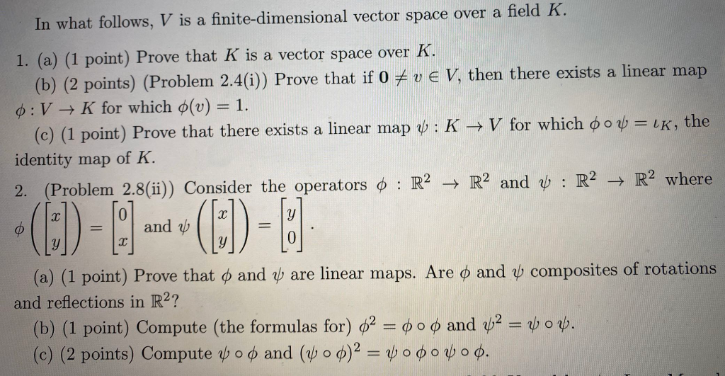Solved In what follows. V is a finite-dimensional vector | Chegg.com