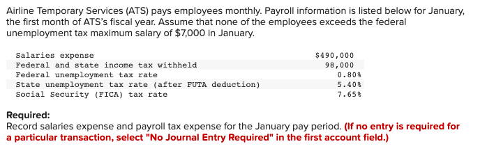 Solved Airline Temporary Services (ATS) pays employees | Chegg.com