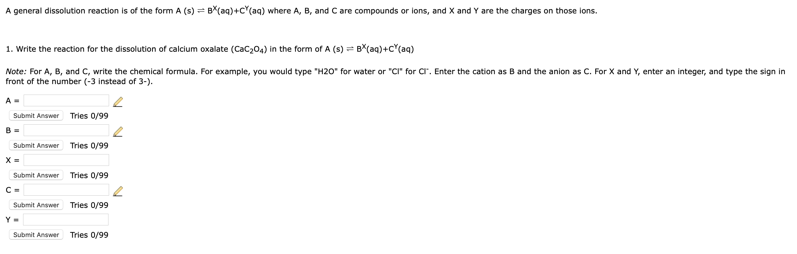 Solved A general dissolution reaction is of the form A (s) = | Chegg.com