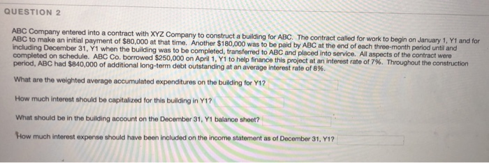 Solved QUESTION 2 ABC Company entered into a contract with | Chegg.com