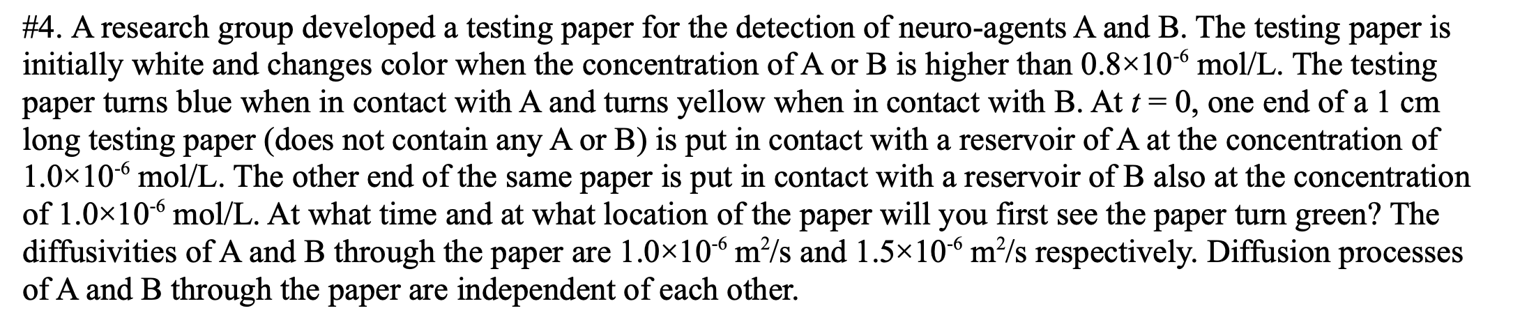 #4. A research group developed a testing paper for | Chegg.com