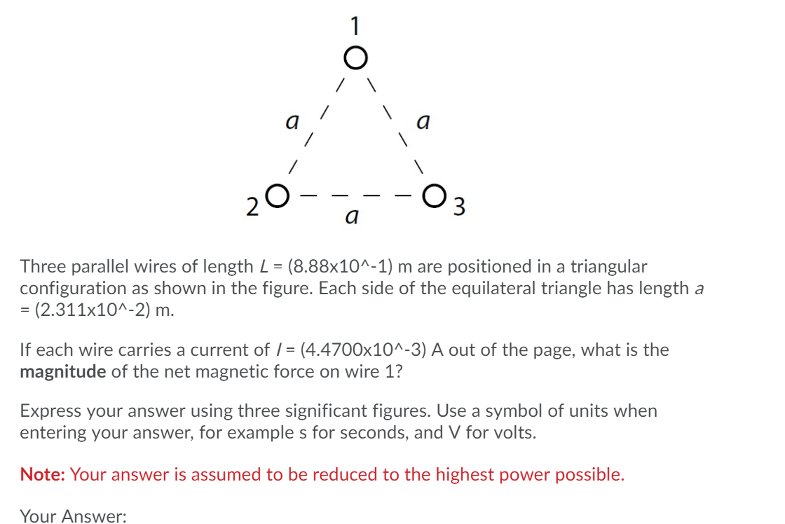 Solved - - q - - - - - а Three parallel wires of length L = | Chegg.com