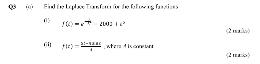 Solved Q3 (a) Find the Laplace Transform for the following | Chegg.com