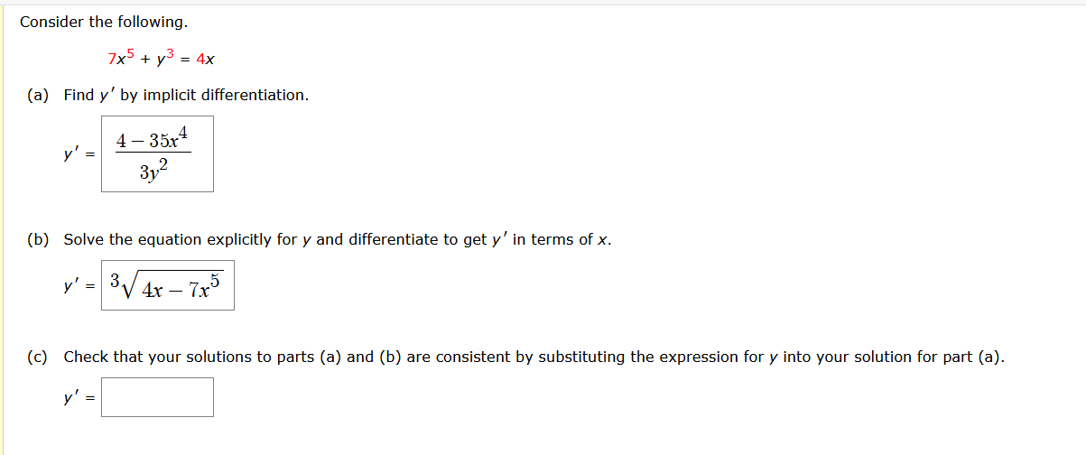 Solved Consider The Following 7x5 Y3 4x a Find Y By Chegg