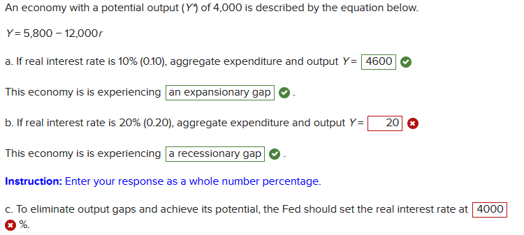 Solved An economy with a potential output (Y′) of 4,000 is | Chegg.com