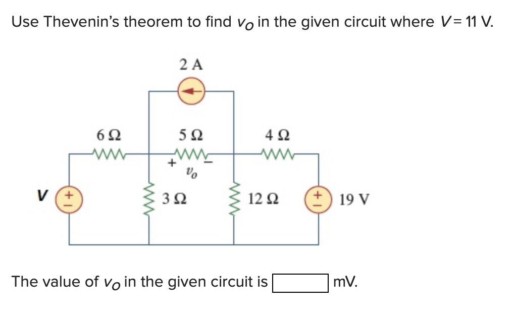 Solved Use Thevenin's theorem to find vO in the given | Chegg.com