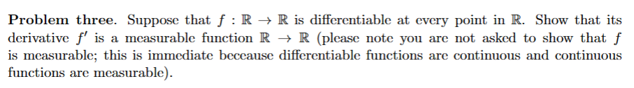 Solved Problem three. Suppose that f:R→R is differentiable | Chegg.com