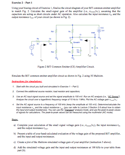 Exercise 2-Part Using your biasing circuit of | Chegg.com