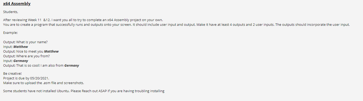 Solved x64 Assembly Students, After reviewing Week 11 & 12. | Chegg.com