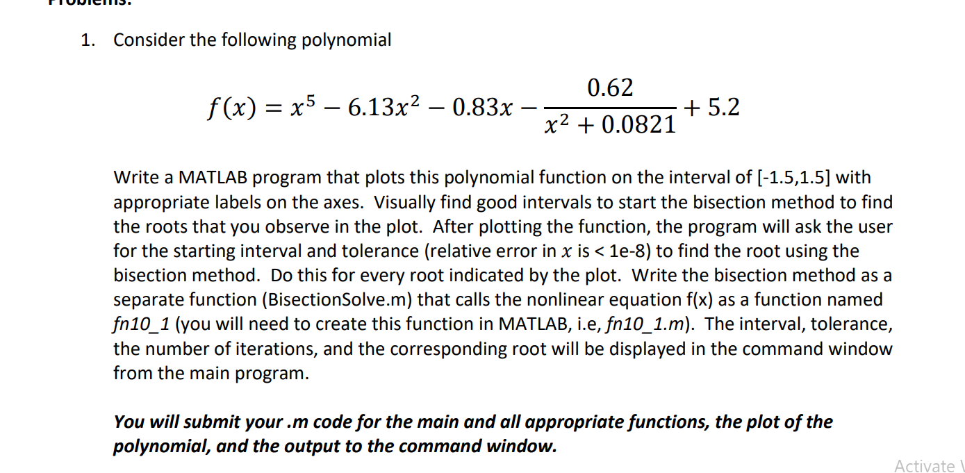 Solved 1. Consider the following polynomial | Chegg.com