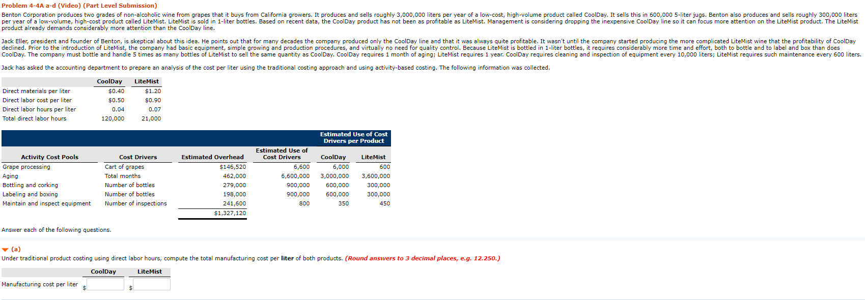 Solved Problem 4-4A a-d (Video) (Part Level Submission) | Chegg.com