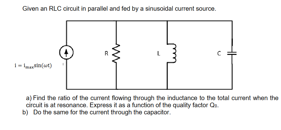 Solved Given an RLC circuit in parallel and fed by a | Chegg.com