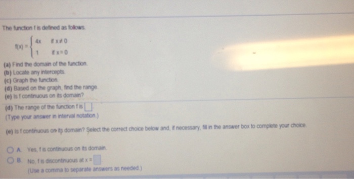 Solved The function f is defined as follows. f (x) = {4x 1 | Chegg.com