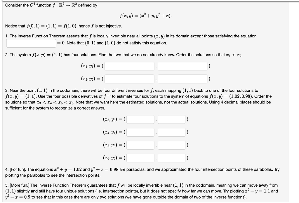 Solved Consider the Cl function f : R2 + R2 defined by | Chegg.com
