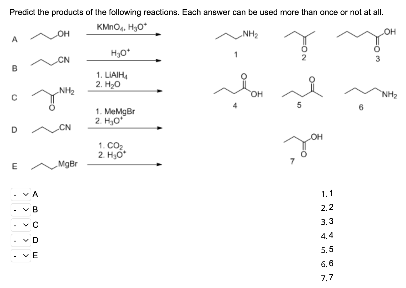 Solved Predict the products of the following reactions. Each | Chegg.com