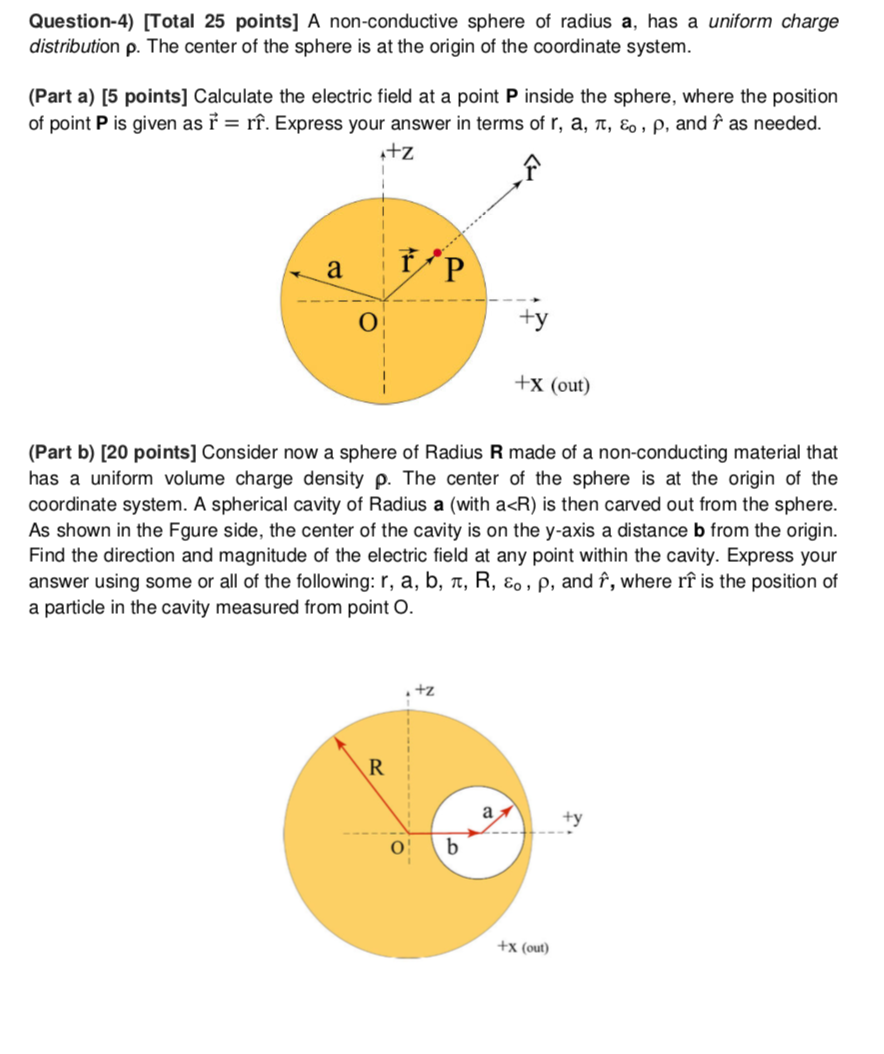 Solved Question-4) [Total 25 points] A non-conductive sphere | Chegg.com