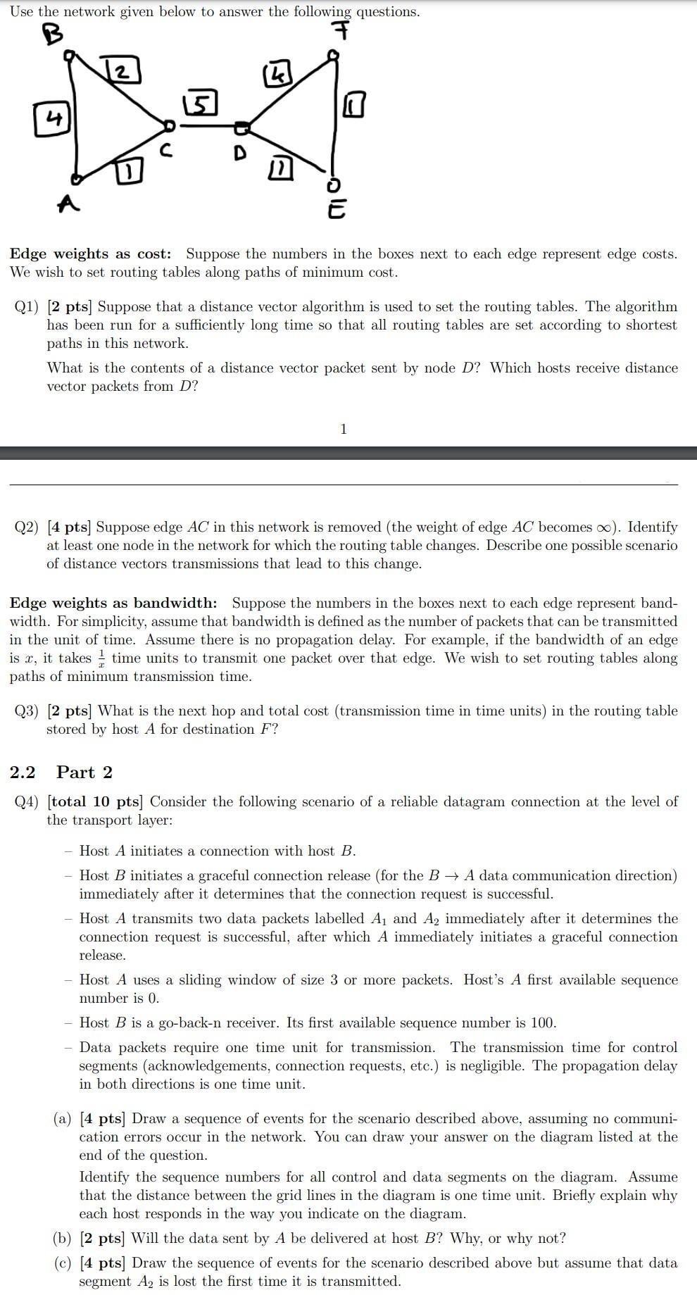 Use the network given below to answer the following | Chegg.com
