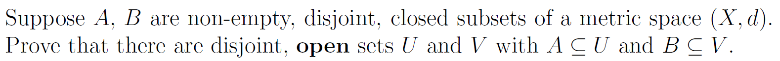 Solved Suppose A,B are non-empty, disjoint, closed subsets | Chegg.com