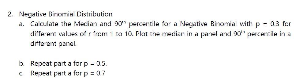 Solved 2. Negative Binomial Distribution a. Calculate the | Chegg.com