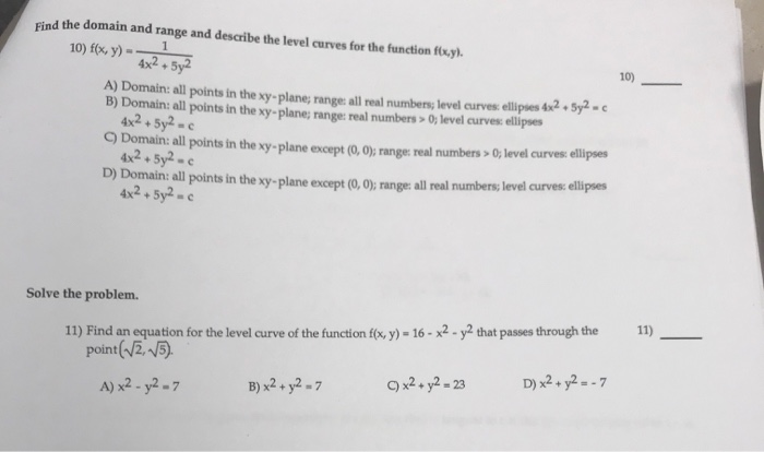Solved Find the domain and range and describe the level | Chegg.com